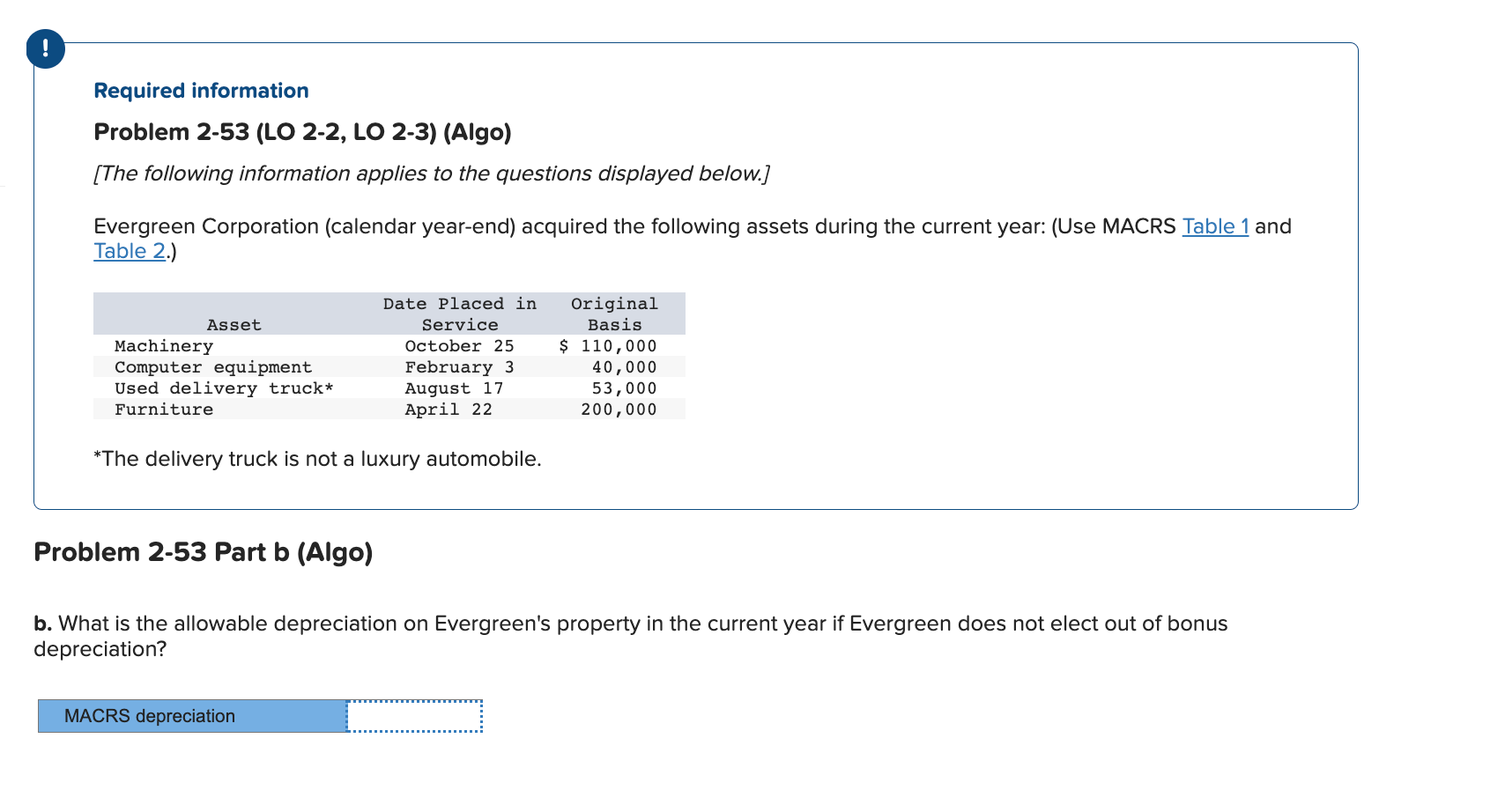 Problem 2-53 (LO 2-2, LO 2-3) (Algo) [The following | Chegg.com