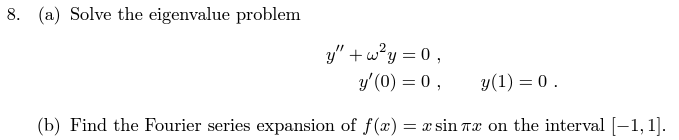 (a) ﻿Solve the eigenvalue | Chegg.com