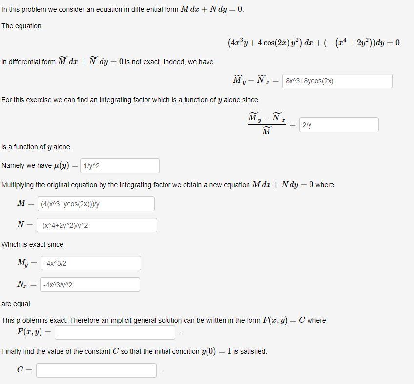 Solved In this problem we consider an equation in | Chegg.com