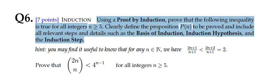 Solved .17 points] INDUCTION Using a Proof by Induction, | Chegg.com