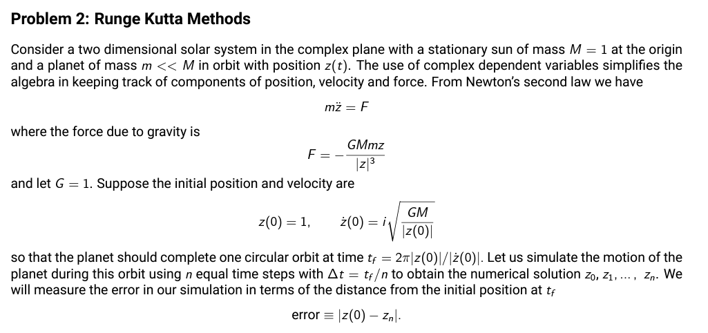 Solved Problem 2: Runge Kutta Methods Consider a two | Chegg.com