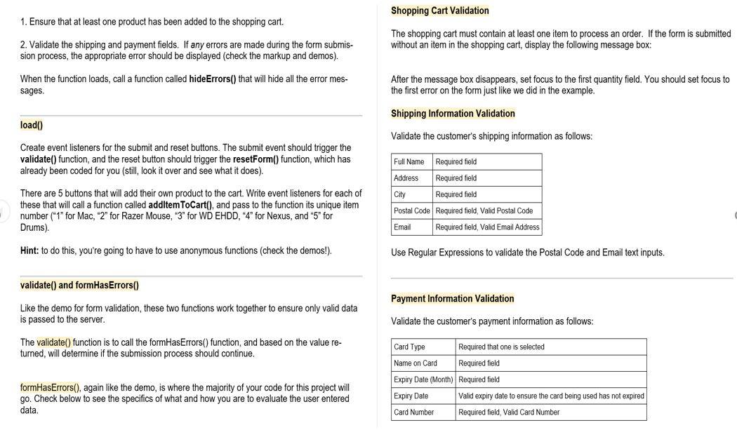 Solved Tasks 1. Ensure that at least one product has been | Chegg.com