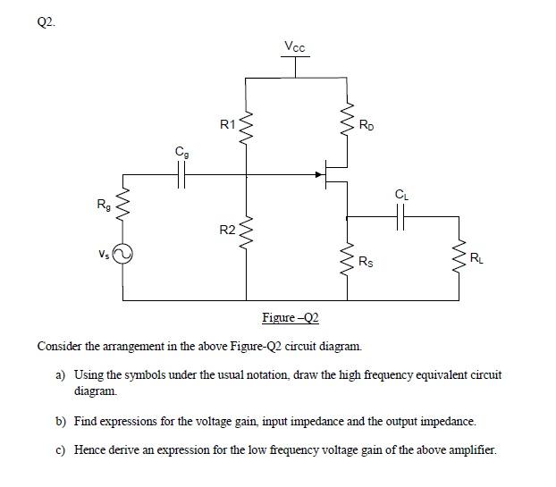 Solved Q2. Vcc R1 Ro Со CL Rg R2 Rs RL Figure-Q2 Consider | Chegg.com