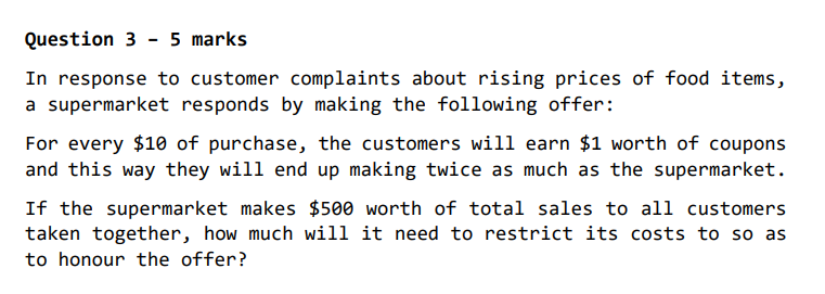 Solved Question 3 - 5 marks In response to customer | Chegg.com