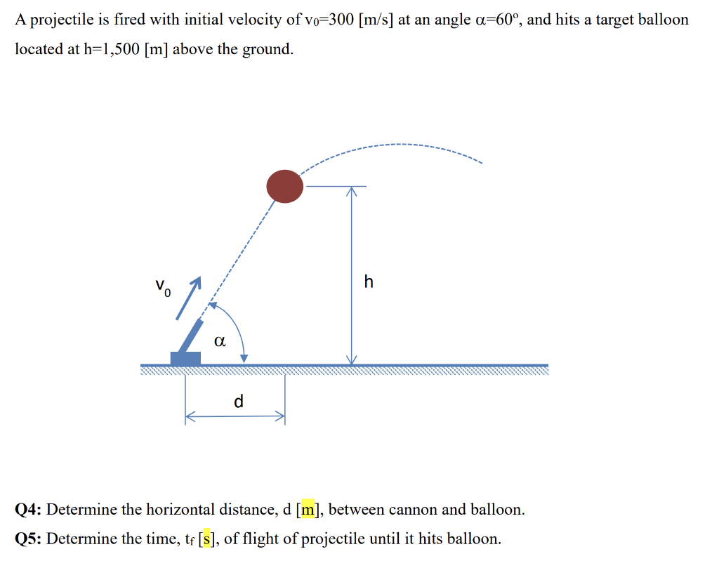 Solved A projectile is fired with initial velocity of vo=300 | Chegg.com