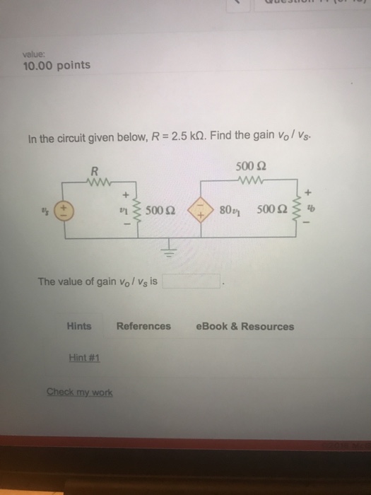 Solved value 10.00 points In the circuit given below, R 2.5 | Chegg.com