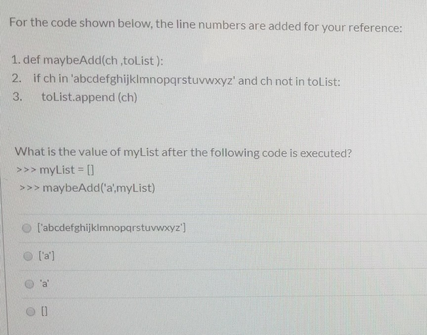 Solved For the code shown below, the line numbers are added | Chegg.com