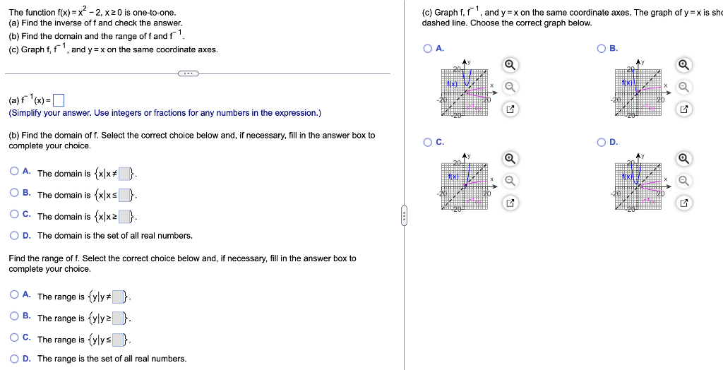 Solved The function f(x)=x2−2,x≥0 is one-to-one. (c) Graph | Chegg.com