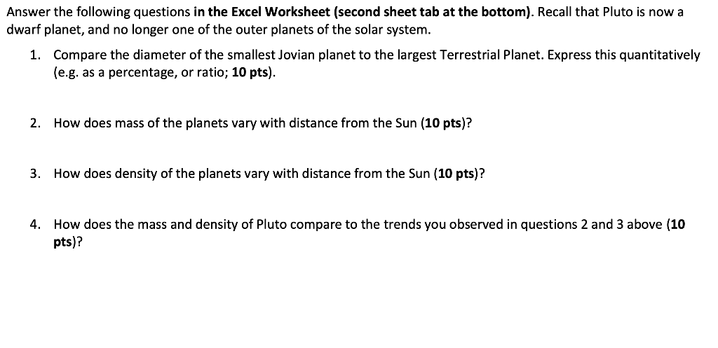 Solved Answer the following questions in the Excel Worksheet | Chegg.com