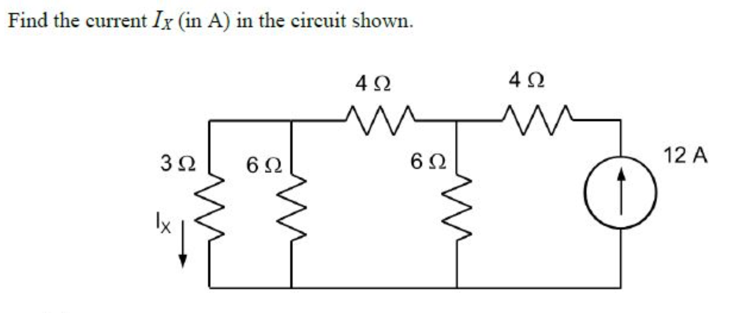 Solved Find the current Ix (in A) in the circuit shown 4Ω 4Ω | Chegg.com