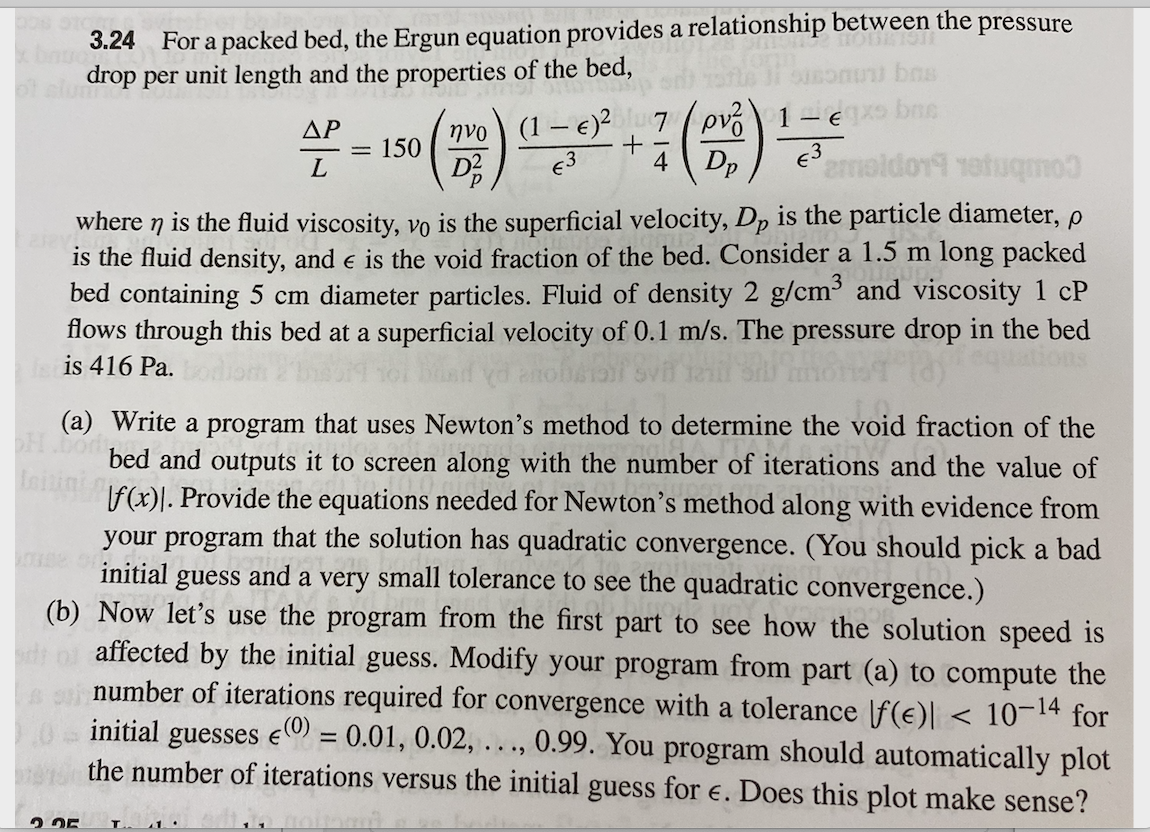 Solved 3.24 For a packed bed, the Ergun equation provides a | Chegg.com