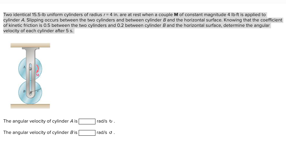 Solved Two identical 15.5-lb uniform cylinders of radius | Chegg.com