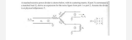 A matched resistive power divider is shown below, | Chegg.com