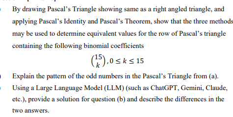 Solved By drawing Pascal's Triangle showing same as a right | Chegg.com