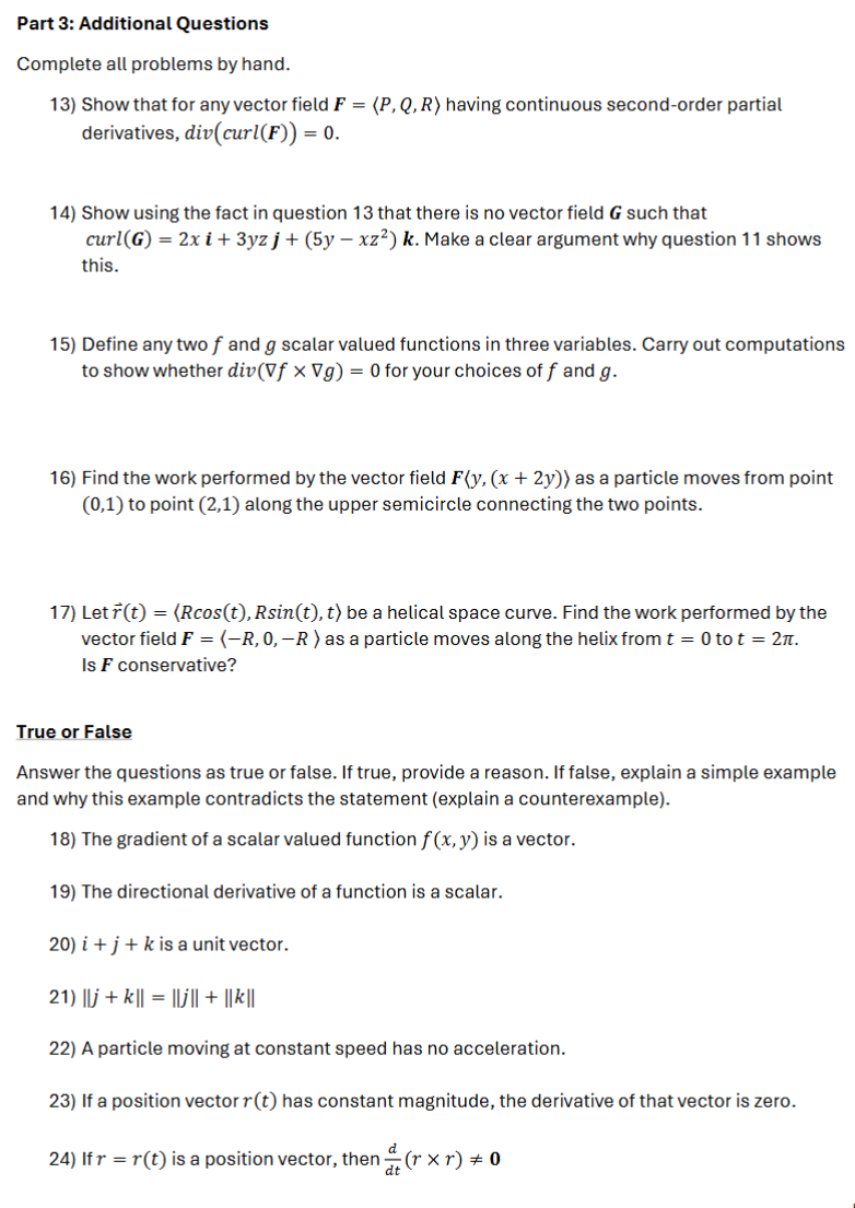 Solved by an EXPERT Part 3: Additional QuestionsComplete all problems ...