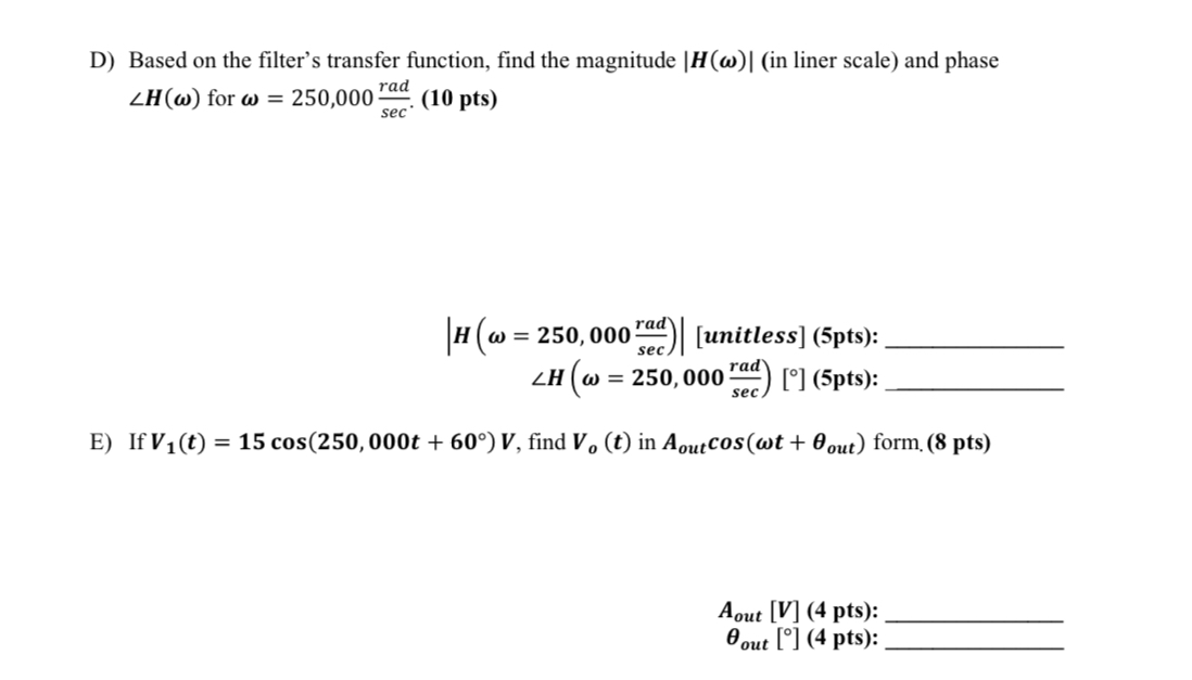 Solved Problem 2: (34 pts) For the op-amp filter circuit | Chegg.com