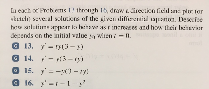 Solved In each of Problems 13 through 16, draw a direction | Chegg.com