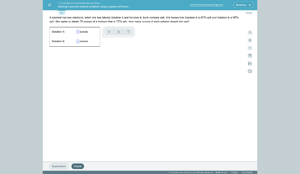 Solved SYSTEMS OF EQUATIONS AND MATRICES Solving a percent | Chegg.com