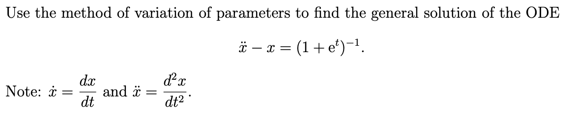 Solved Use the method of variation of parameters to find the | Chegg.com