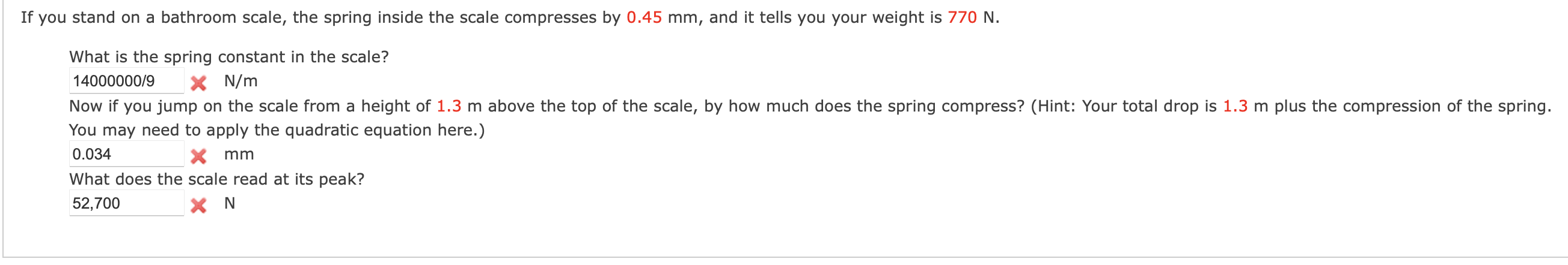 Solved If you stand on a bathroom scale, the spring inside | Chegg.com