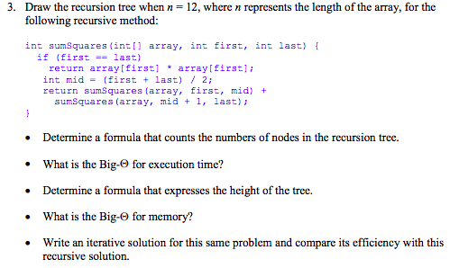 Solved 3. Draw the recursion tree when n=12, where n | Chegg.com
