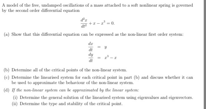 Solved A model of the free, undamped oscillations of a mass | Chegg.com