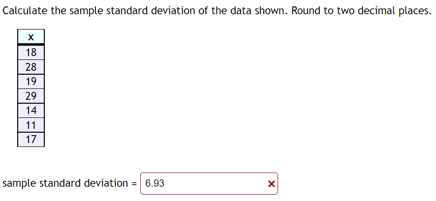 Solved Calculate the sample standard deviation of the data | Chegg.com