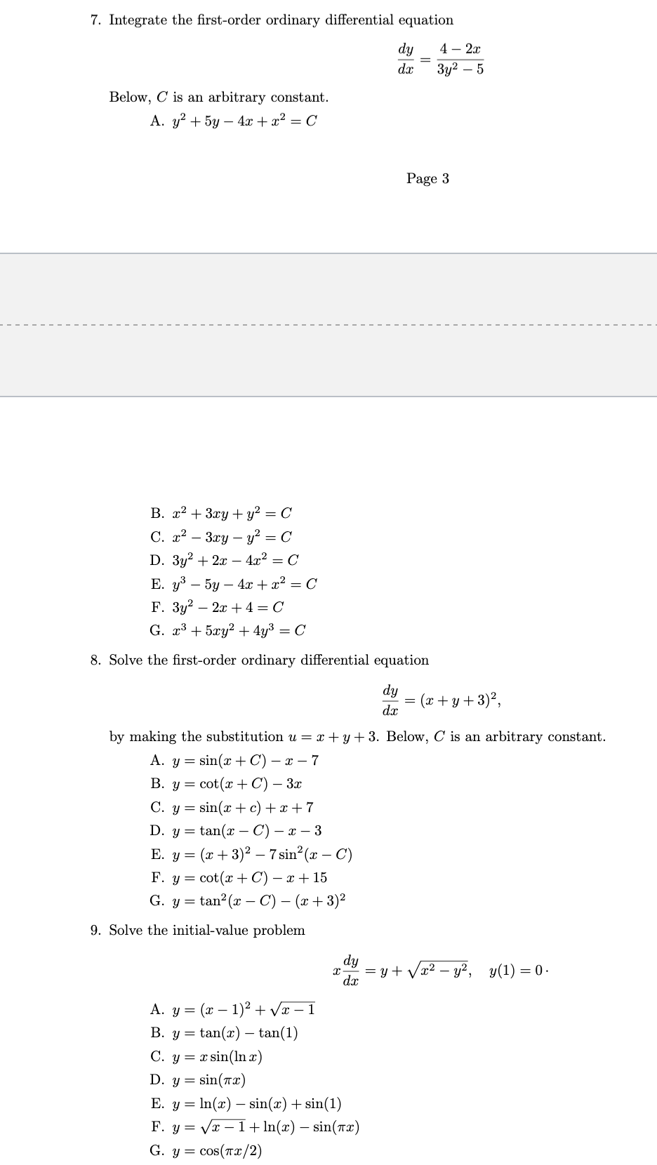 Solved 7. Integrate the first-order ordinary differential | Chegg.com