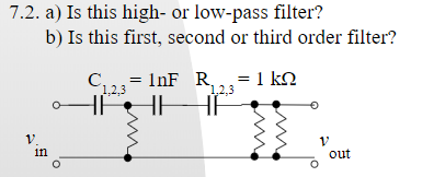 Solved 7.2. a) Is this high- or low-pass filter? b) Is this | Chegg.com