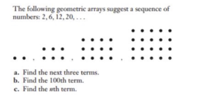 Solved The following geometric arrays suggest a sequence of | Chegg.com