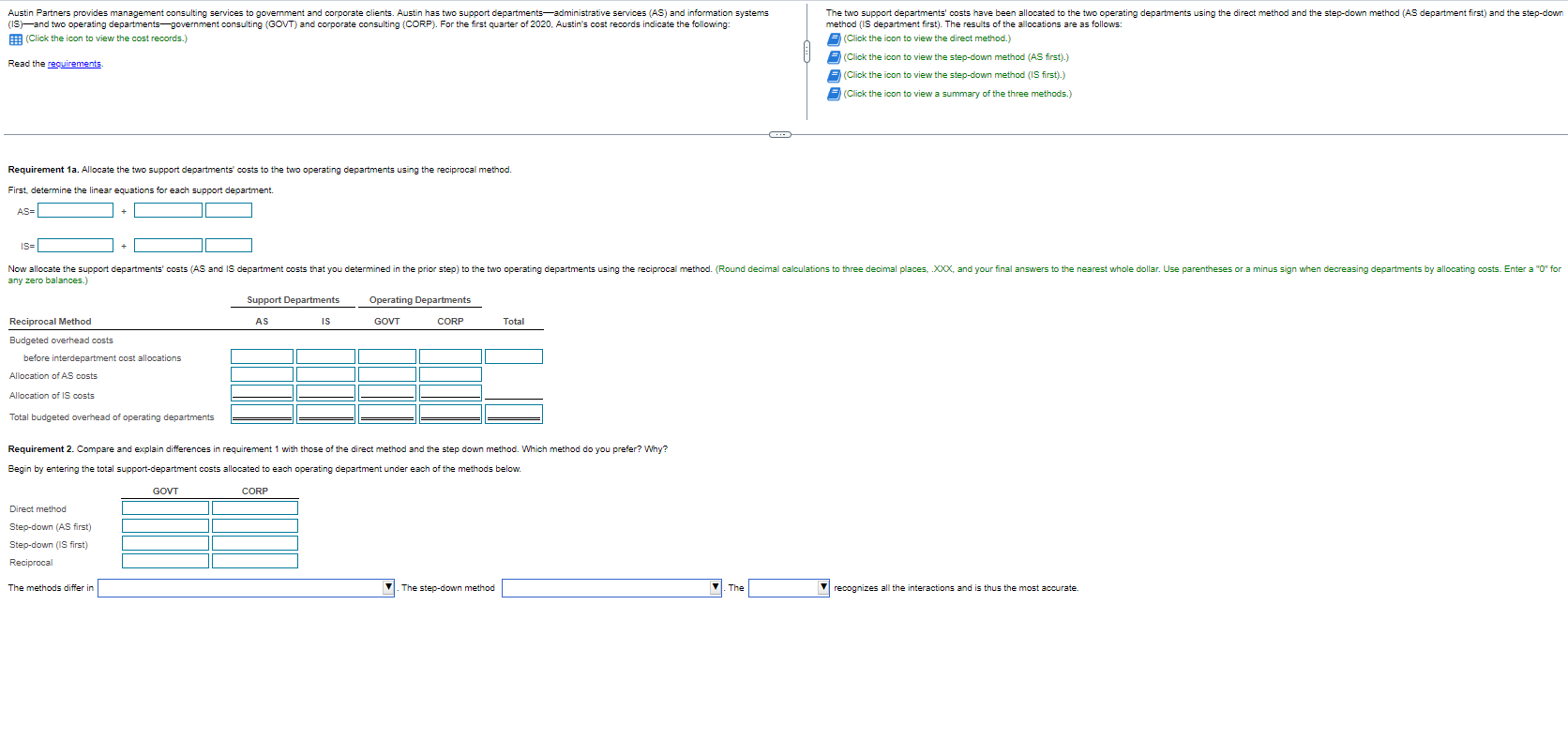 Requirement 2. Compare and explain differences in | Chegg.com