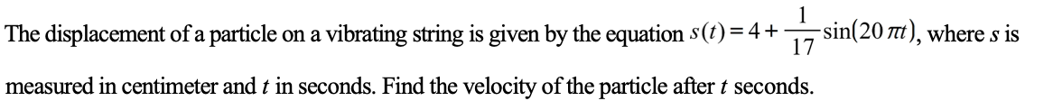 Solved The displacement of a particle on a vibrating string | Chegg.com