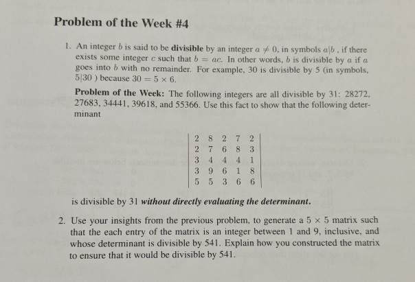 Solved Problem of the Week #4 1. An integer bis said to be | Chegg.com