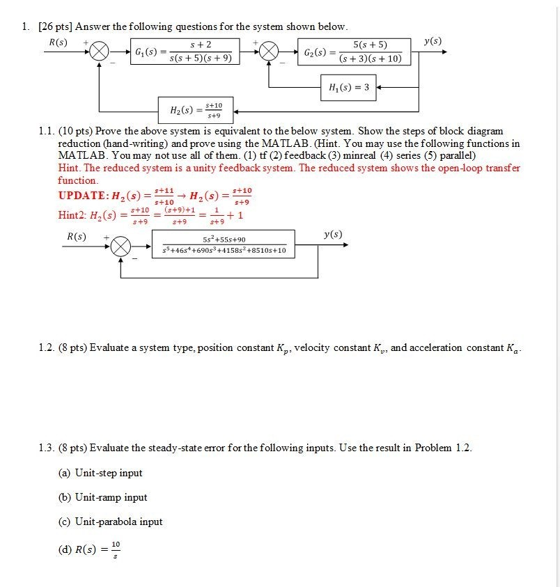 Solved 1. [26 pts] Answer the following questions for the | Chegg.com