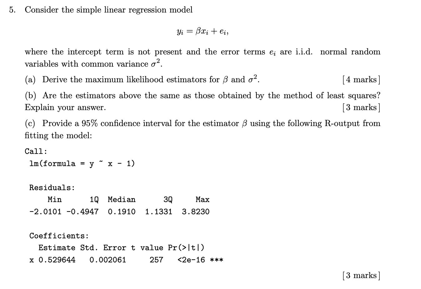 Solved 5. Consider the simple linear regression model Yi = | Chegg.com