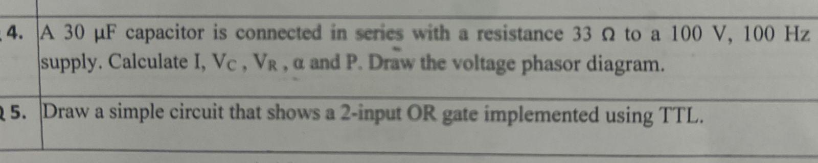 Solved 4. A 30μF capacitor is connected in series with a | Chegg.com