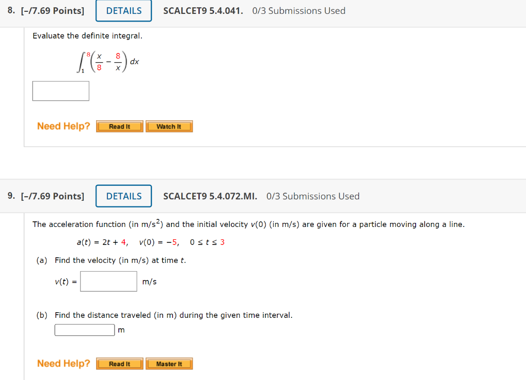 Solved Evaluate The Definite Integral ∫18 8x−x8 Dx − 7 69