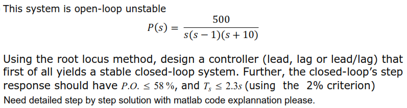 Solved Need step by step analytical solution with matlab | Chegg.com
