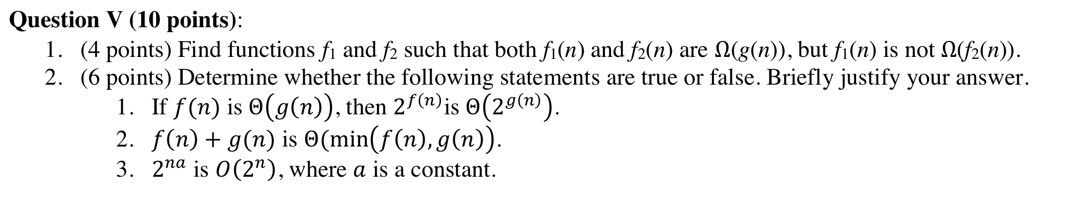 Solved Question V (10 points): 1. (4 points) Find functions | Chegg.com
