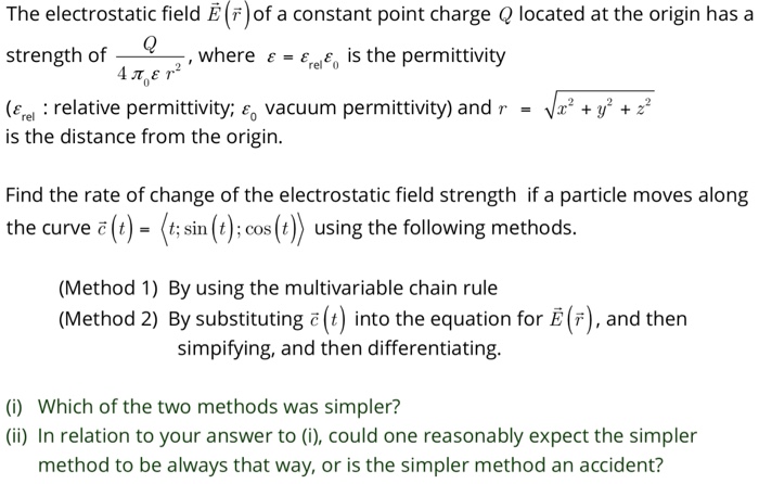 Solved The electrostatic field E(F)of a constant point | Chegg.com
