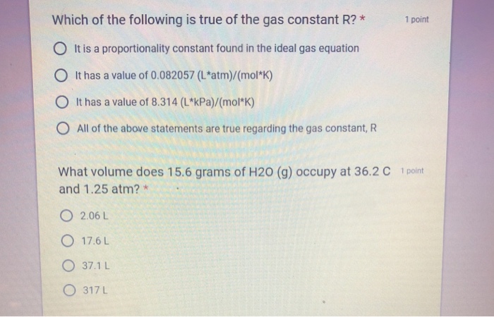 Solved Which of the following is true of the gas constant | Chegg.com