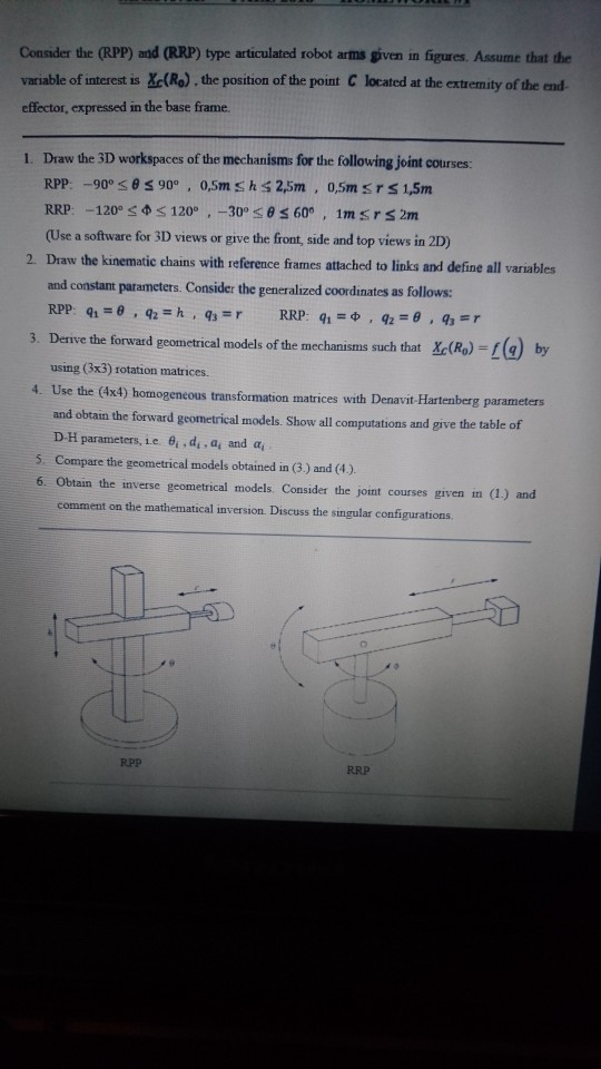 Consider the (RPP) and (RRP) type articulated robot | Chegg.com
