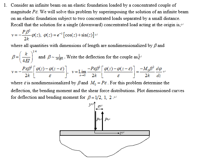 PBP VE 1. Consider an infinite beam on an elastic | Chegg.com