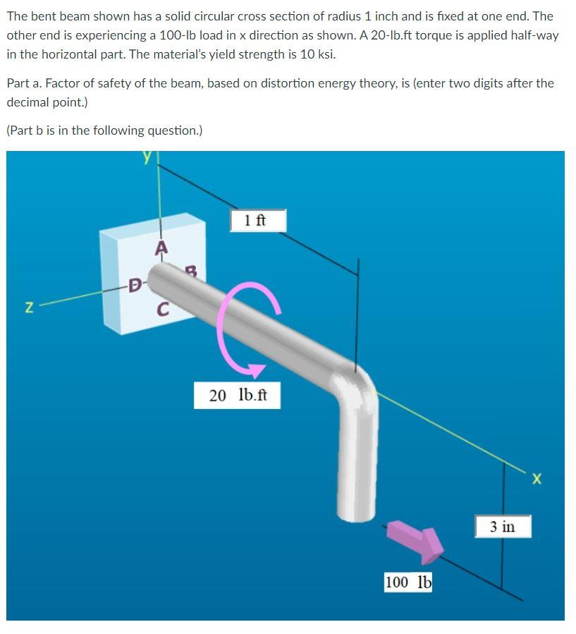 Solved The bent beam shown has a solid circular cross | Chegg.com