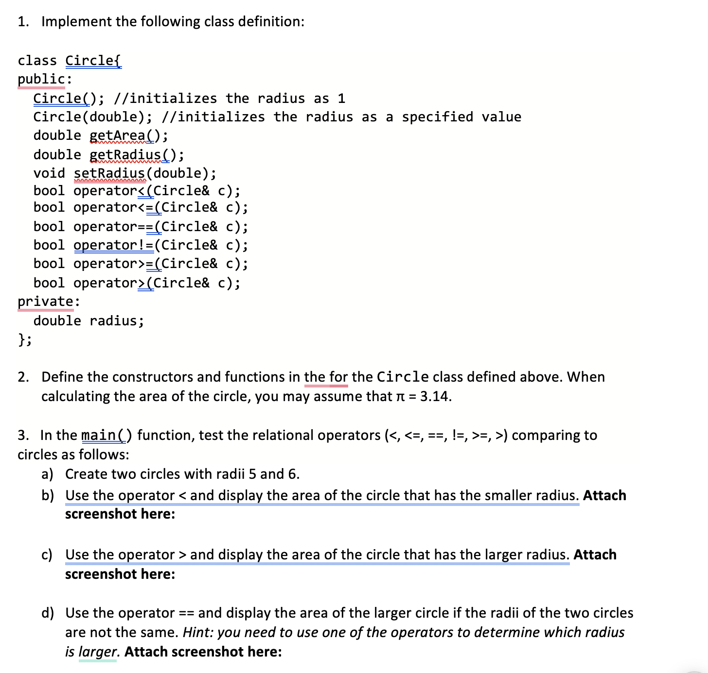 Solved 1. Implement the following class definition: class | Chegg.com