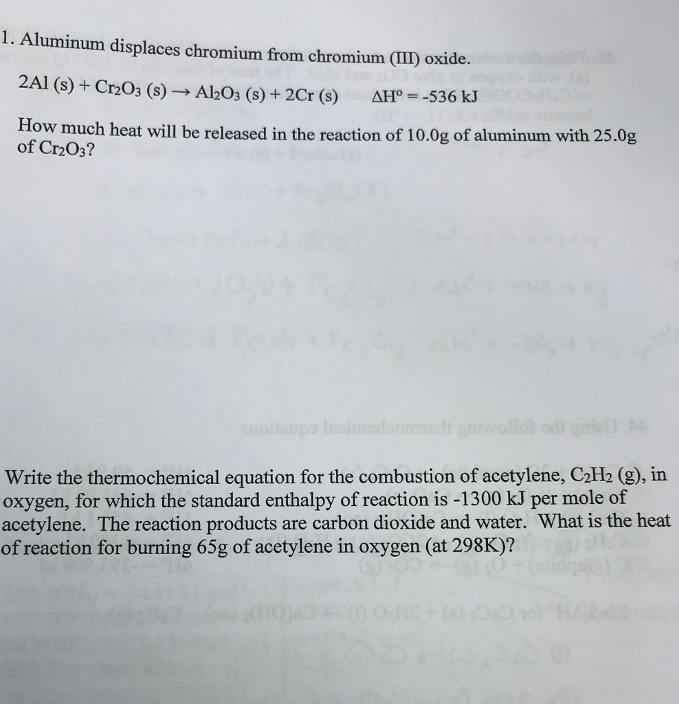 Solved 1. Aluminum displaces chromium from chromium (III) | Chegg.com