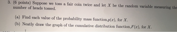 Solved Suppose we toss a fair coin twice and let X be the | Chegg.com