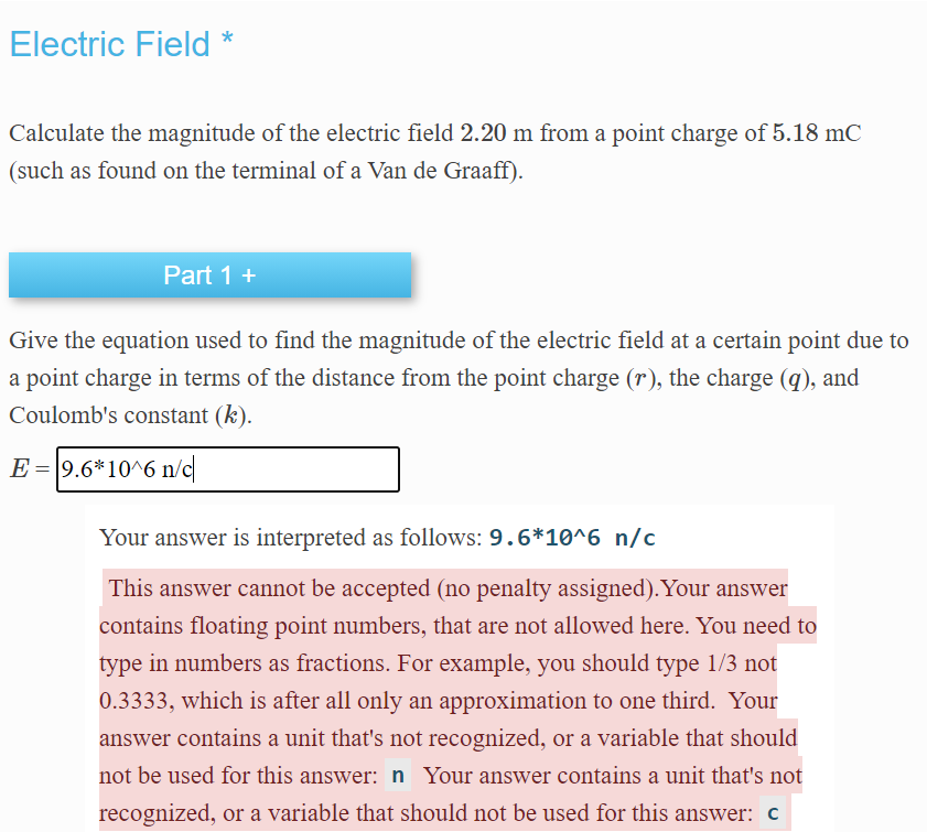 Solved Electric Field Calculate the magnitude of the | Chegg.com