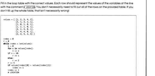 Fill in the loop table with the correct values. Each | Chegg.com