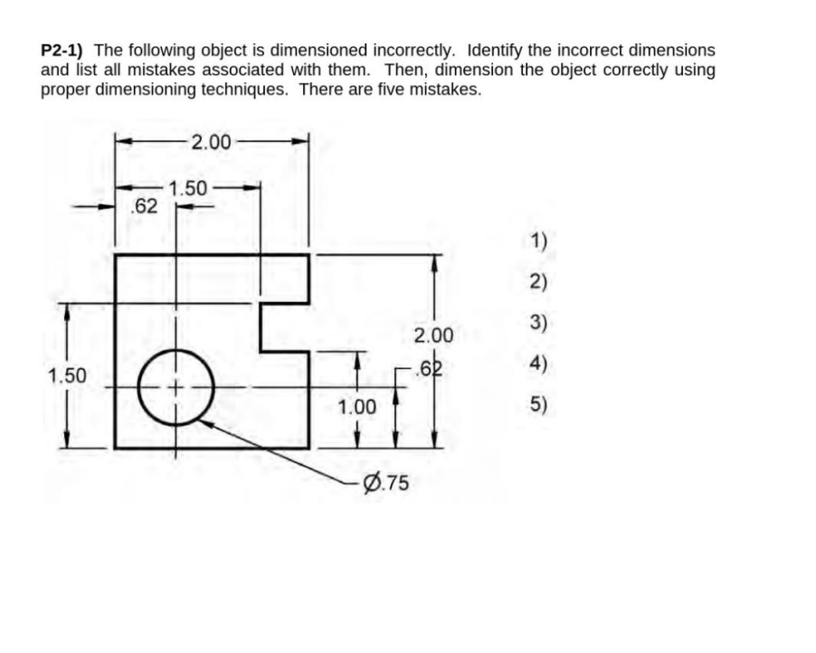Solved P2-1) The following object is dimensioned | Chegg.com